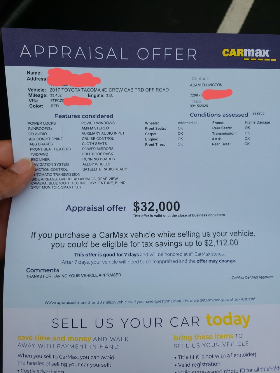 CARMAX Appraisal Tacoma World